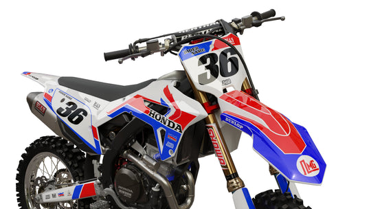 Honda White Retro Graphics Kit | Motocross Decals – Omega Moto Graphics
