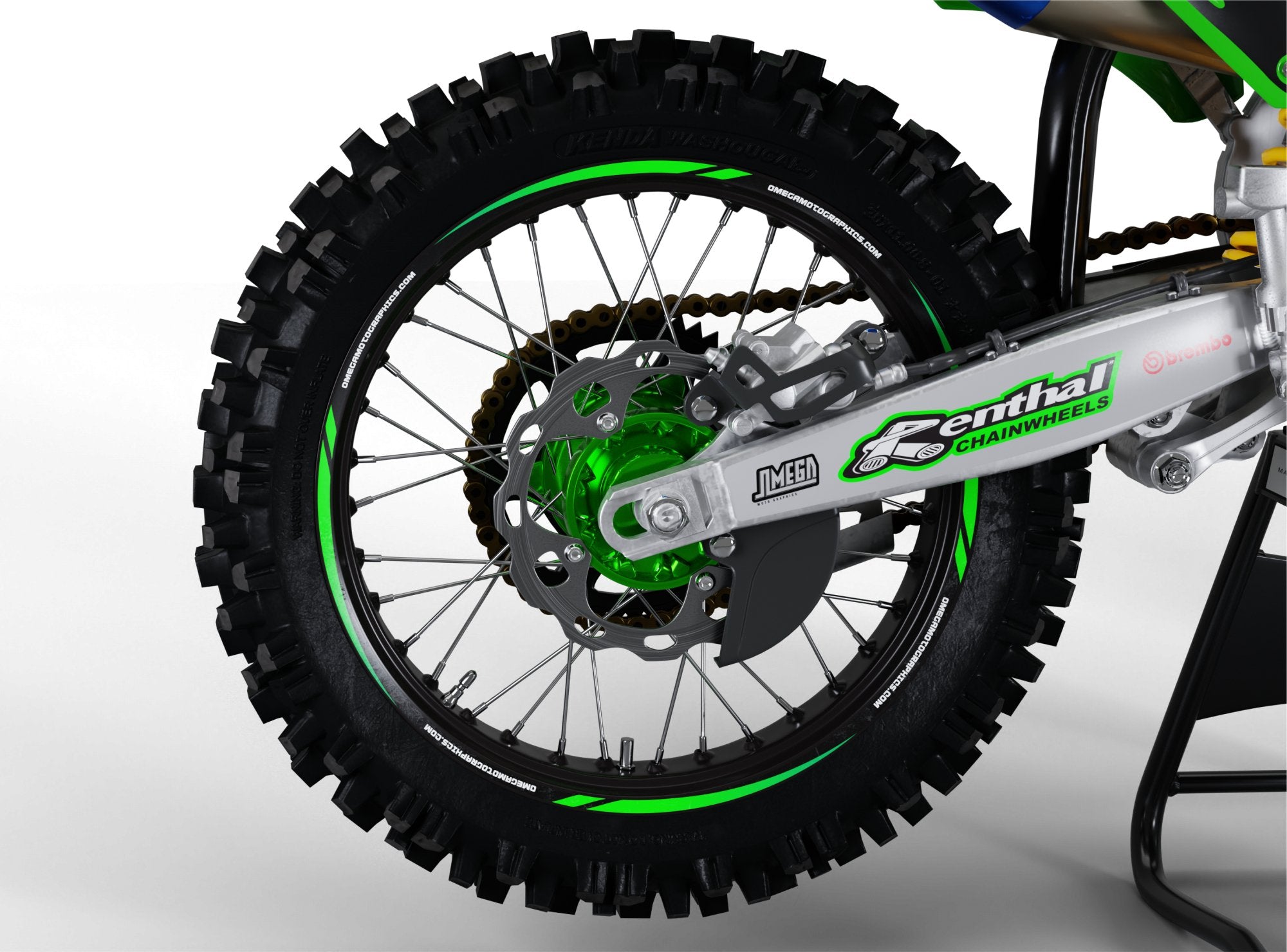 Green Rim Stickers - Design 1 | Dirt Bike Rim Decals – Omega Moto Graphics