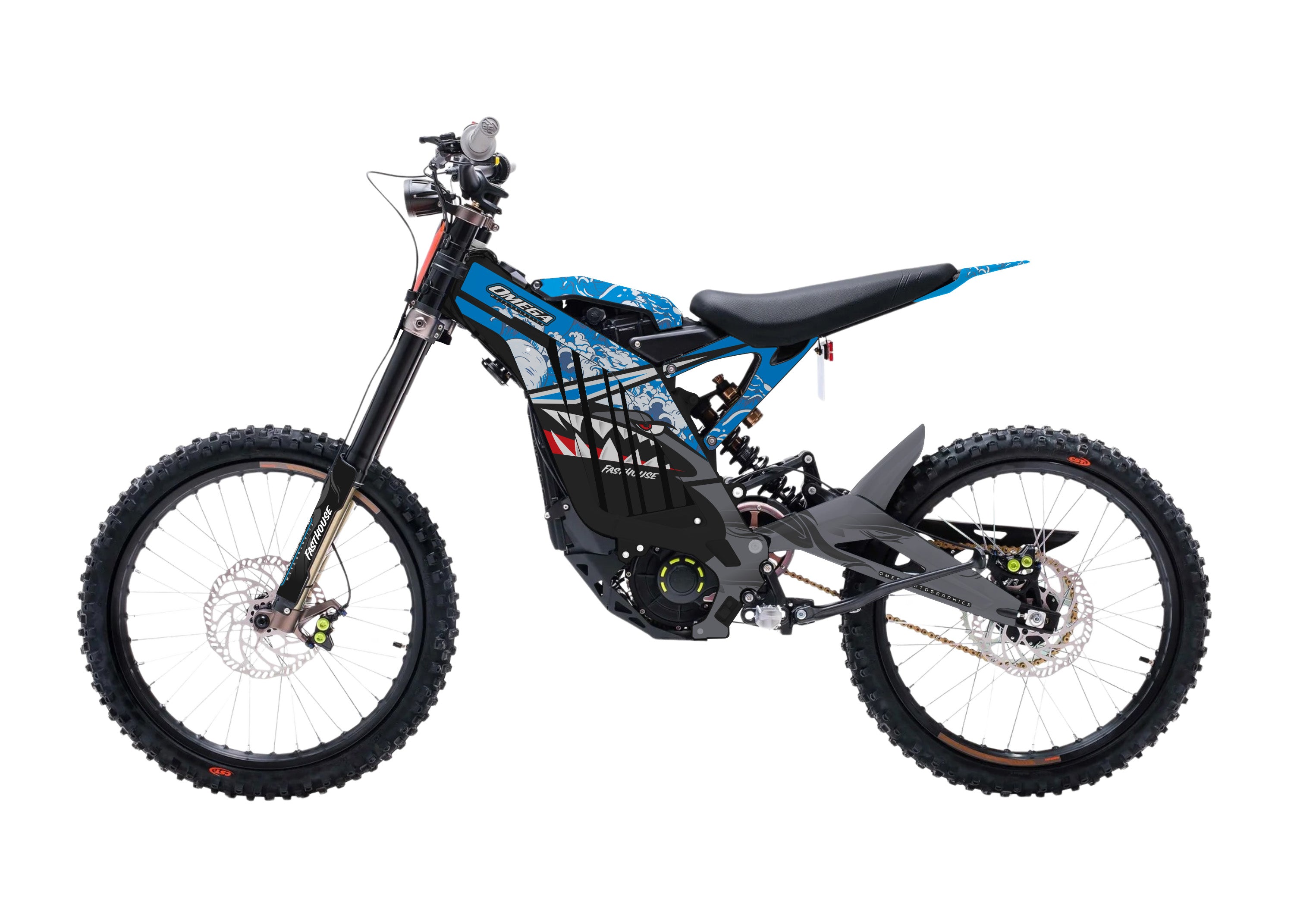 Blue Bullet Surron Graphics kit | Omega Moto Graphics