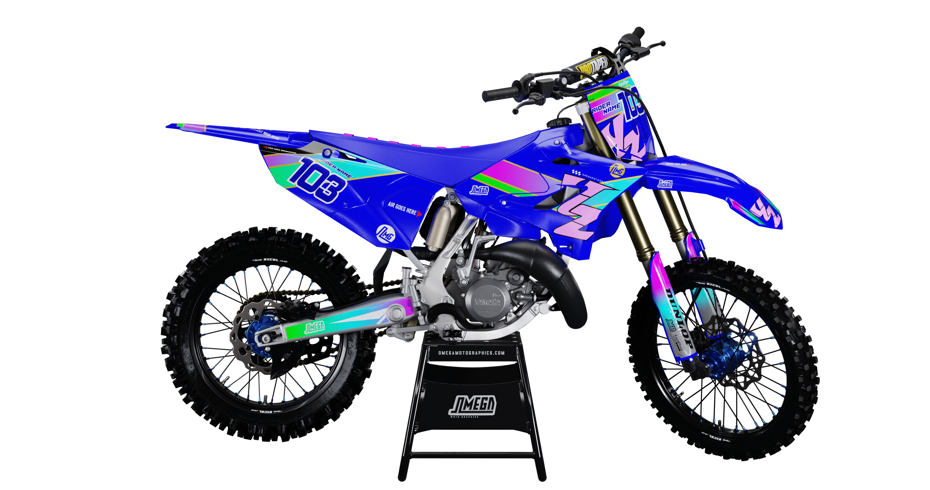 Blue Flashback Graphics Kit | Omega Moto Graphics