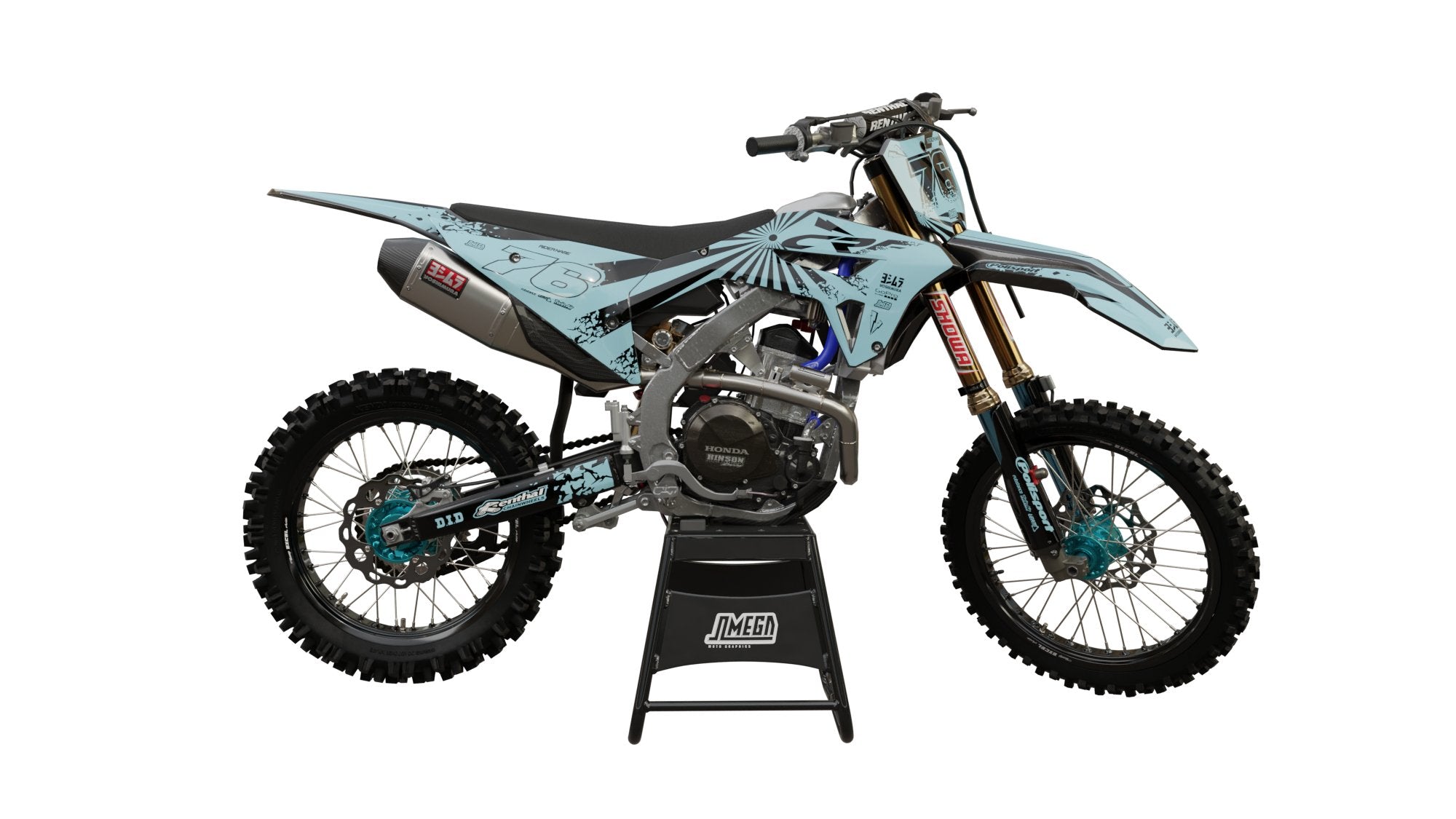 Honda Blue Sun Graphics Kit | Motocross Decals – Omega Moto Graphics