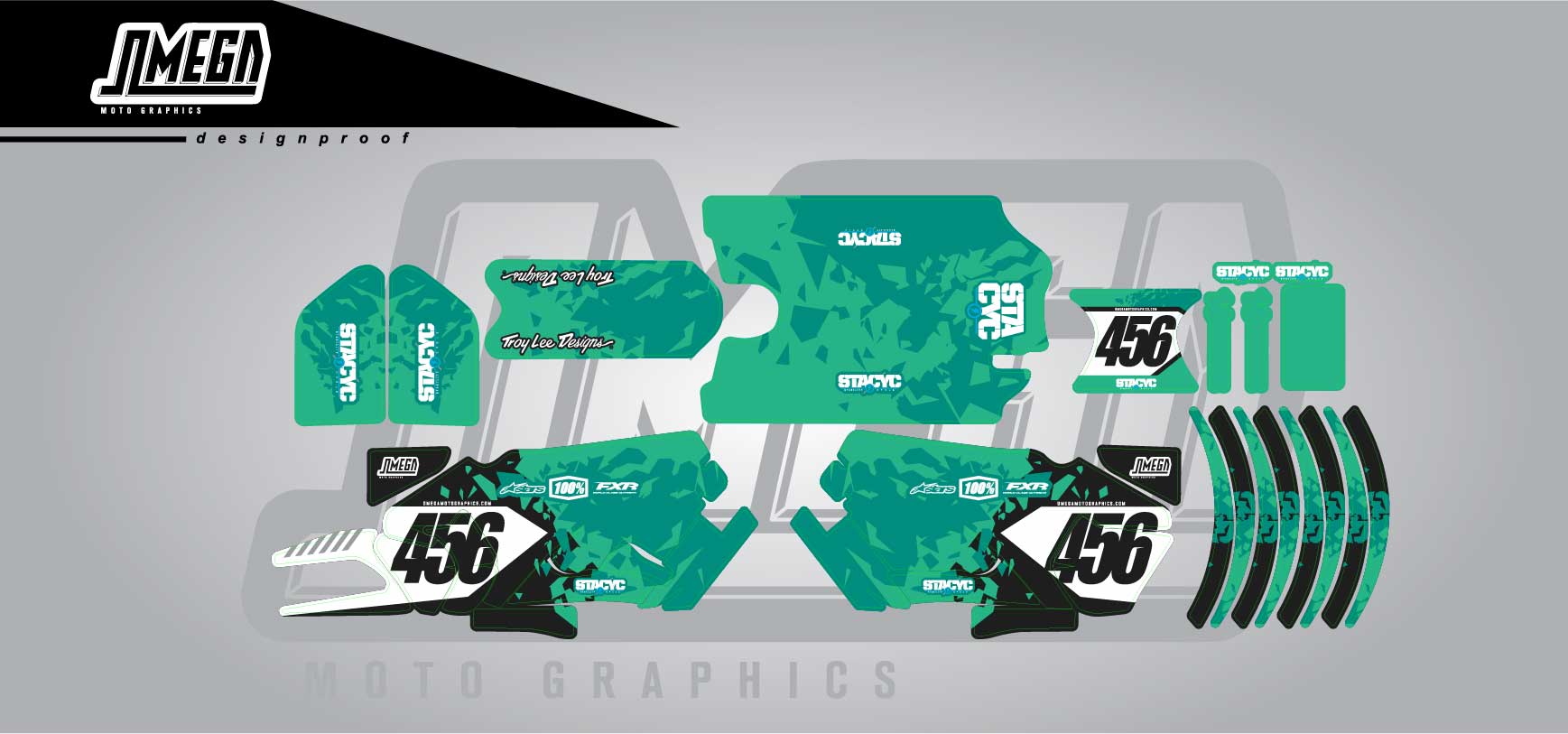 Staycyc Electric Green Graphics Kit | Motocross Decals – Omega Moto ...