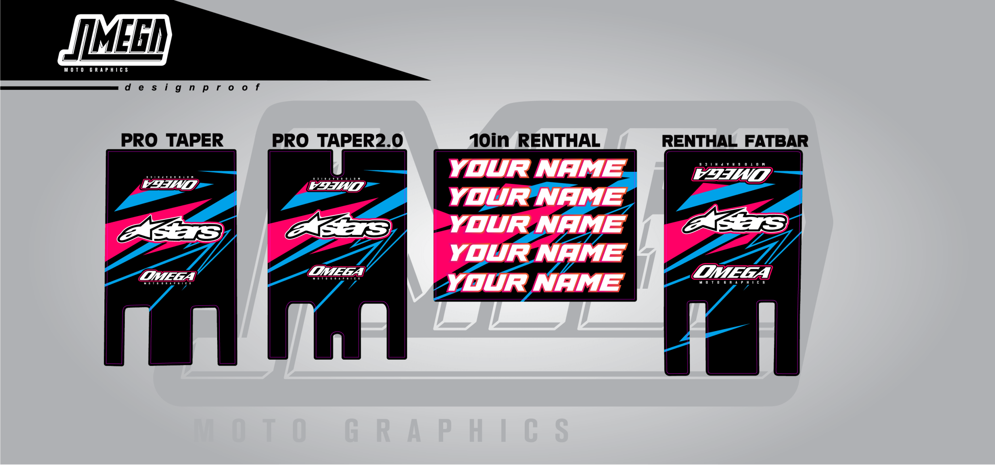 The Omega Overbar Bar Pad Sticker | Omega Moto Graphics