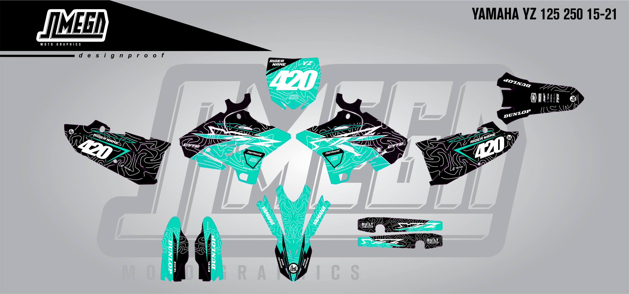 Teal Chungus Yamaha YZ 125 (2015–2021) Sticker Kit – Fast Shipping ...