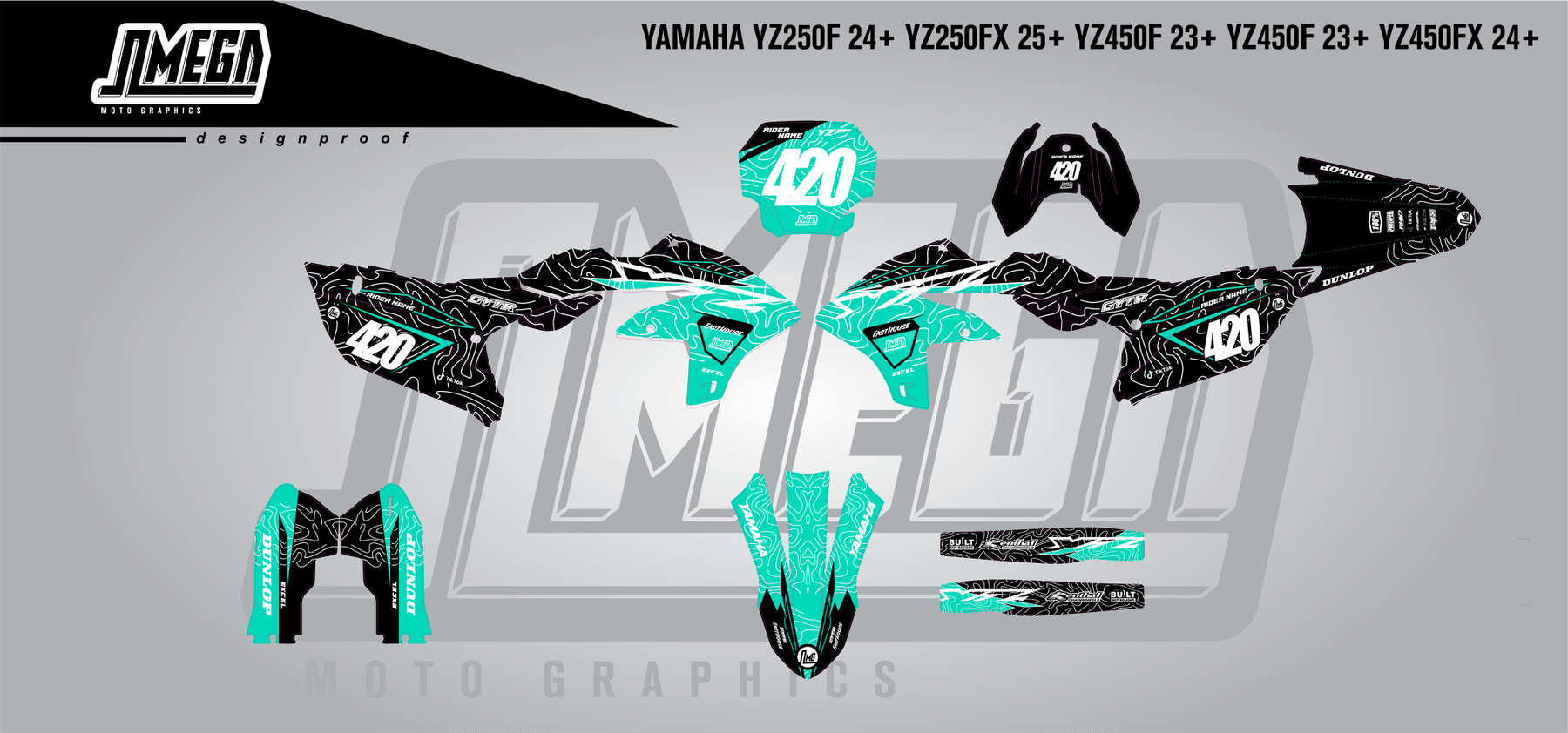 Teal Chungus Yamaha YZ250F (2024) Sticker Kit – Fast Shipping | Omega ...