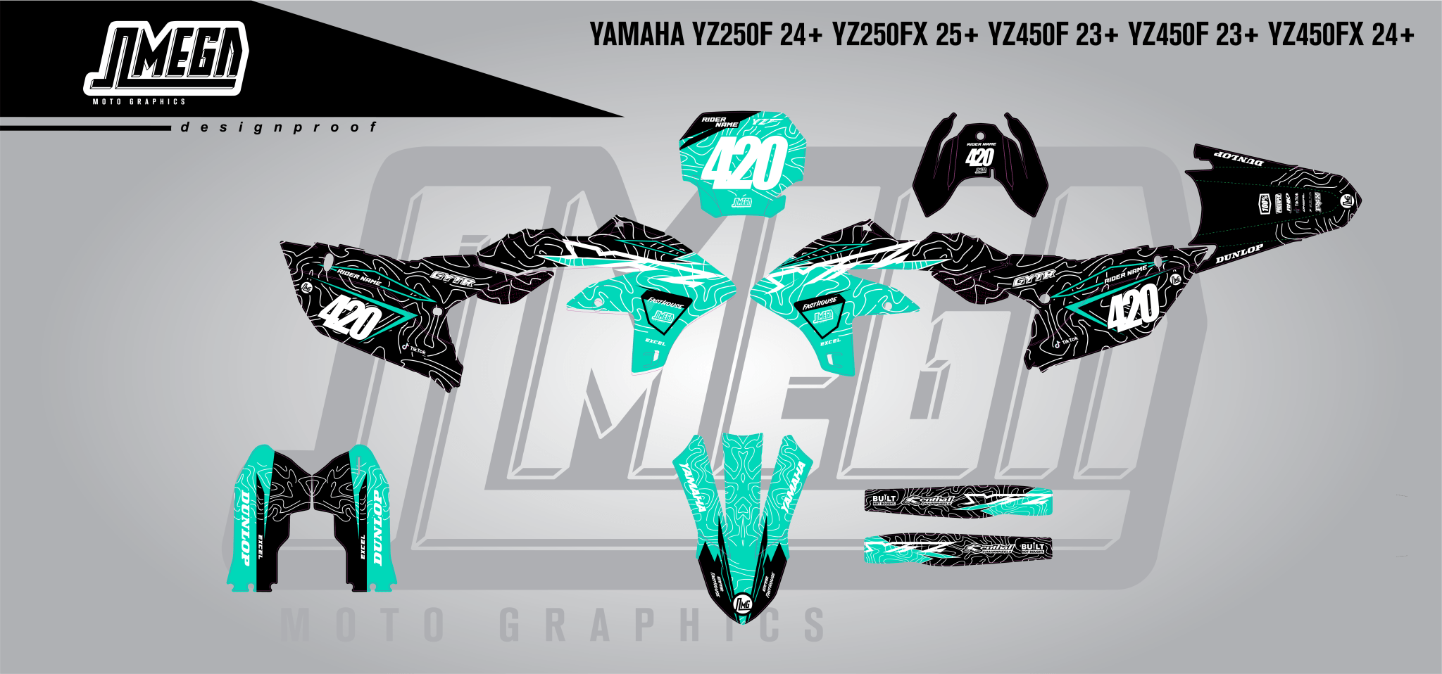 Teal Chungus Yamaha YZ450FX (2024) Sticker Kit – Fast Shipping | Omega ...