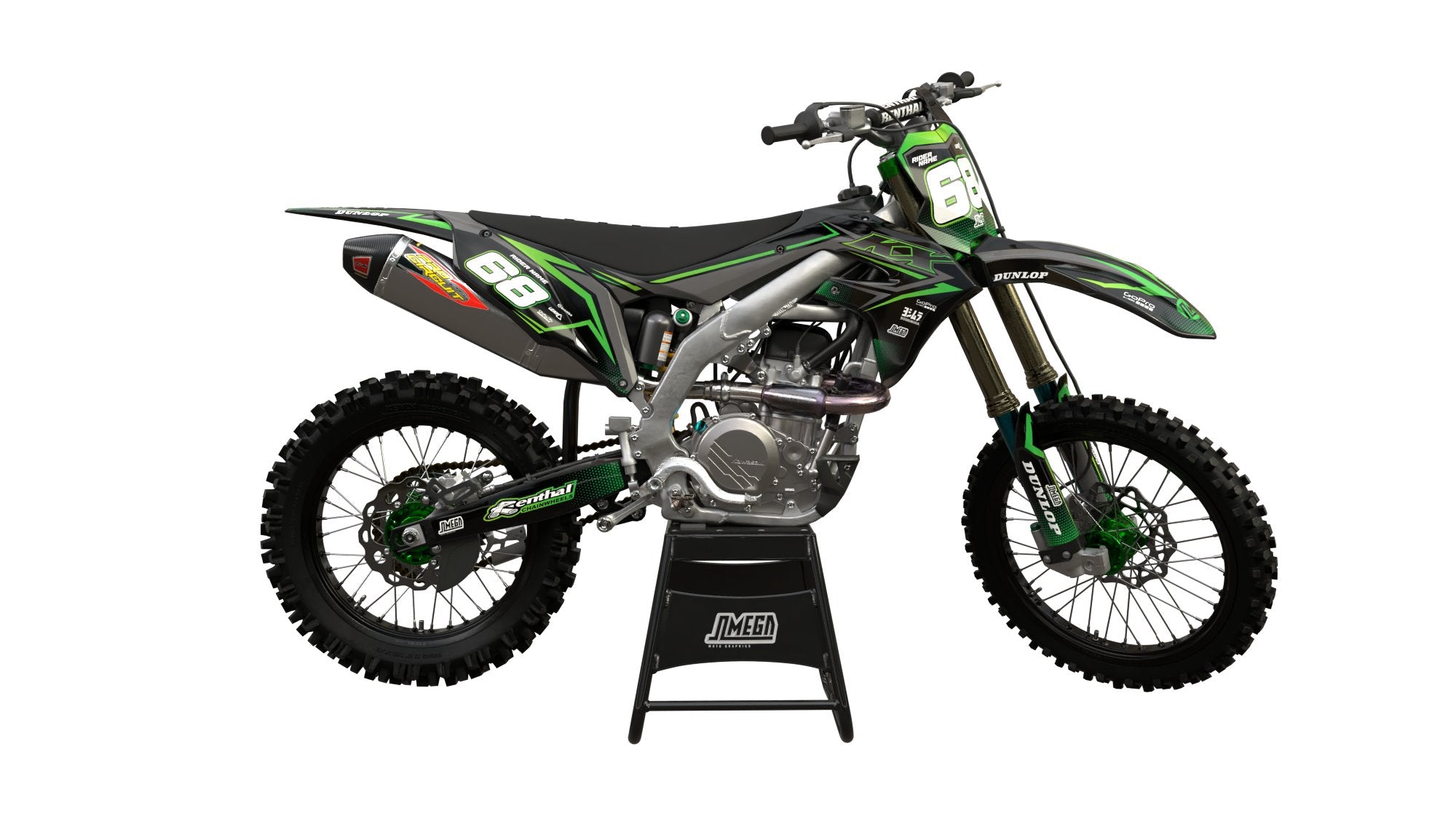 Kawasaki KX KXF 250 450 Green Rocket Graphics kit – Omega Moto Graphics