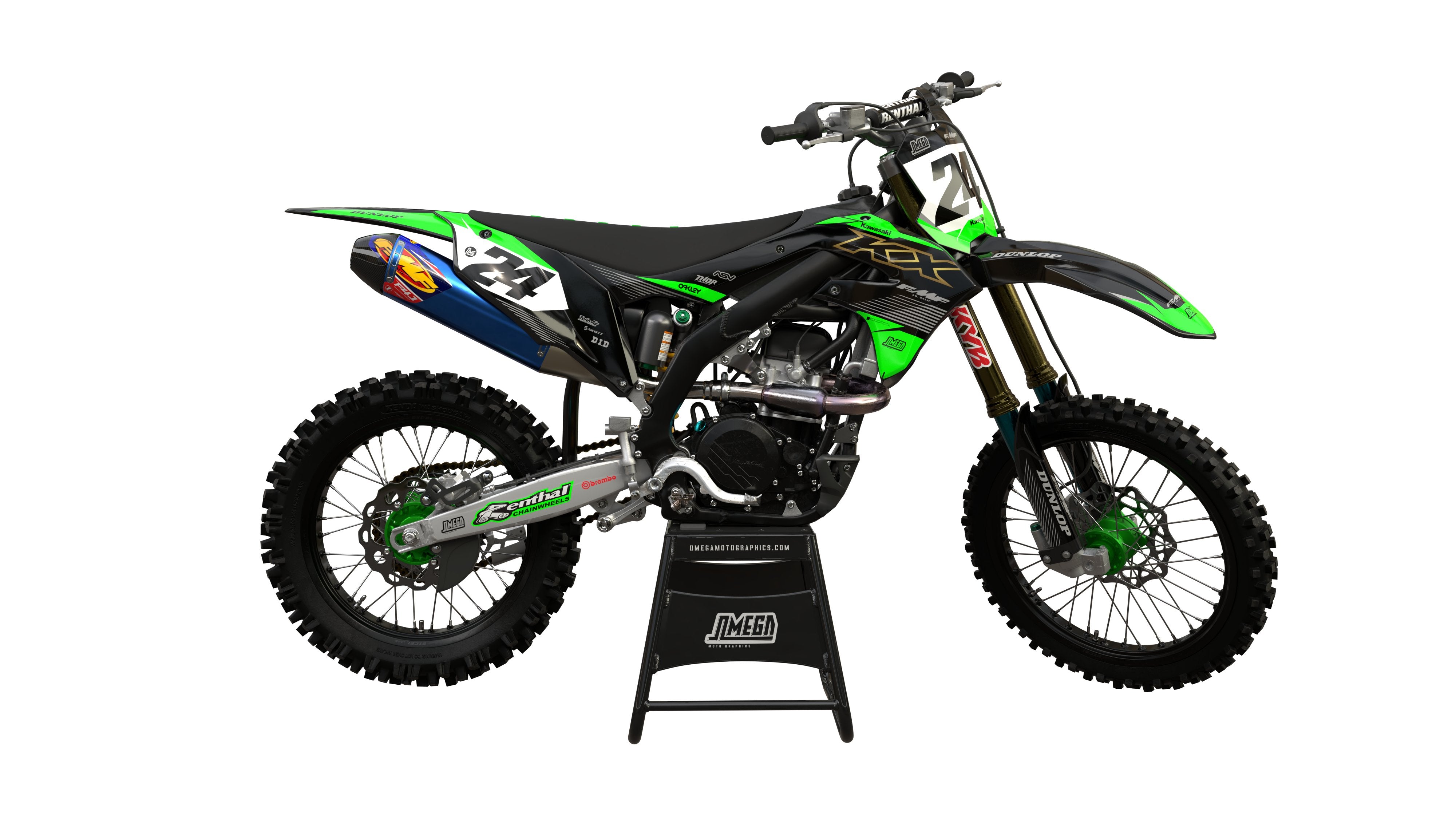 Kawasaki KX KXF 250 450 Black Factory Graphics kit – Omega Moto Graphics