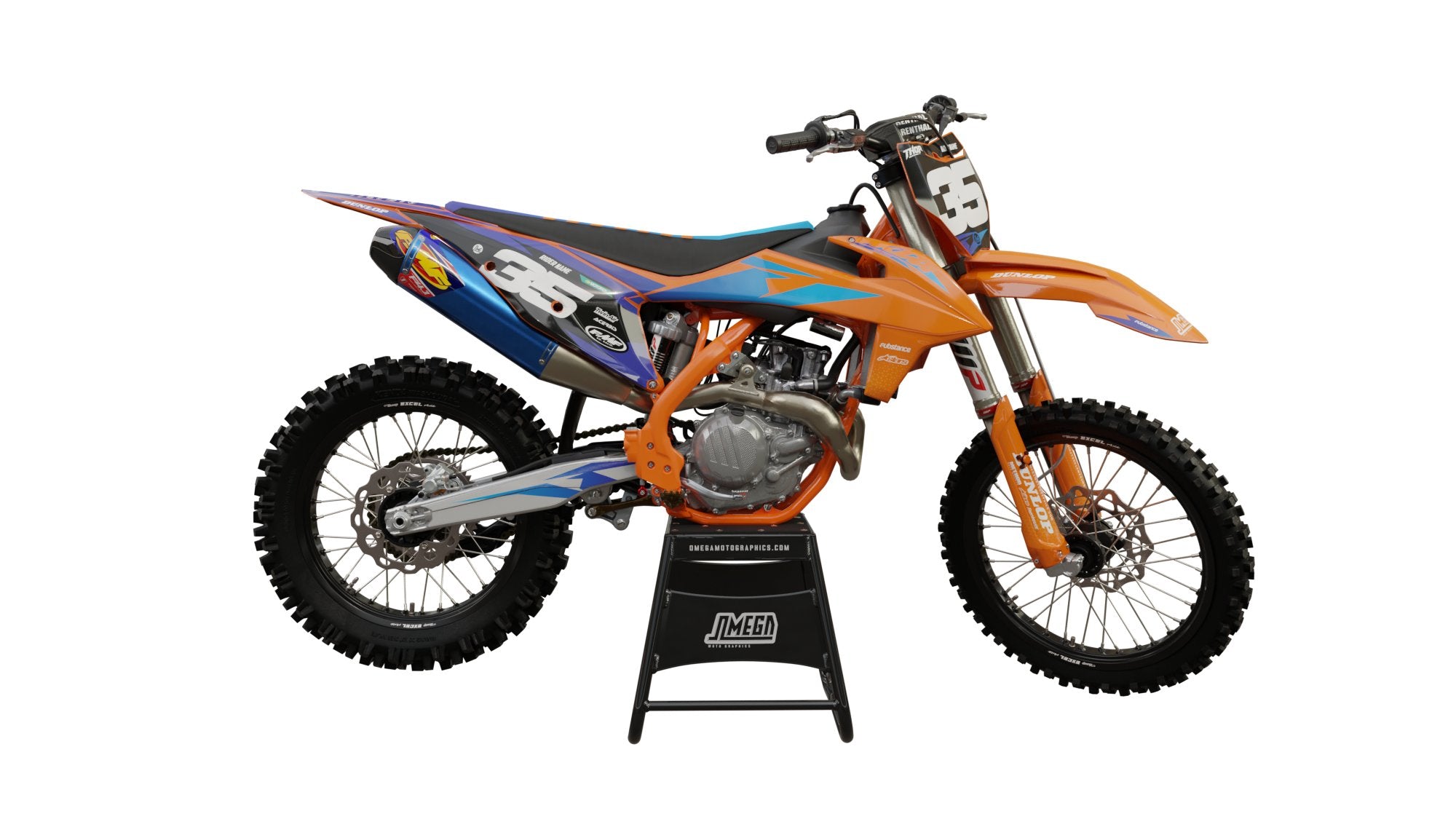 KTM Orange and Blue Concept Graphics Kit | Omega Moto Graphics