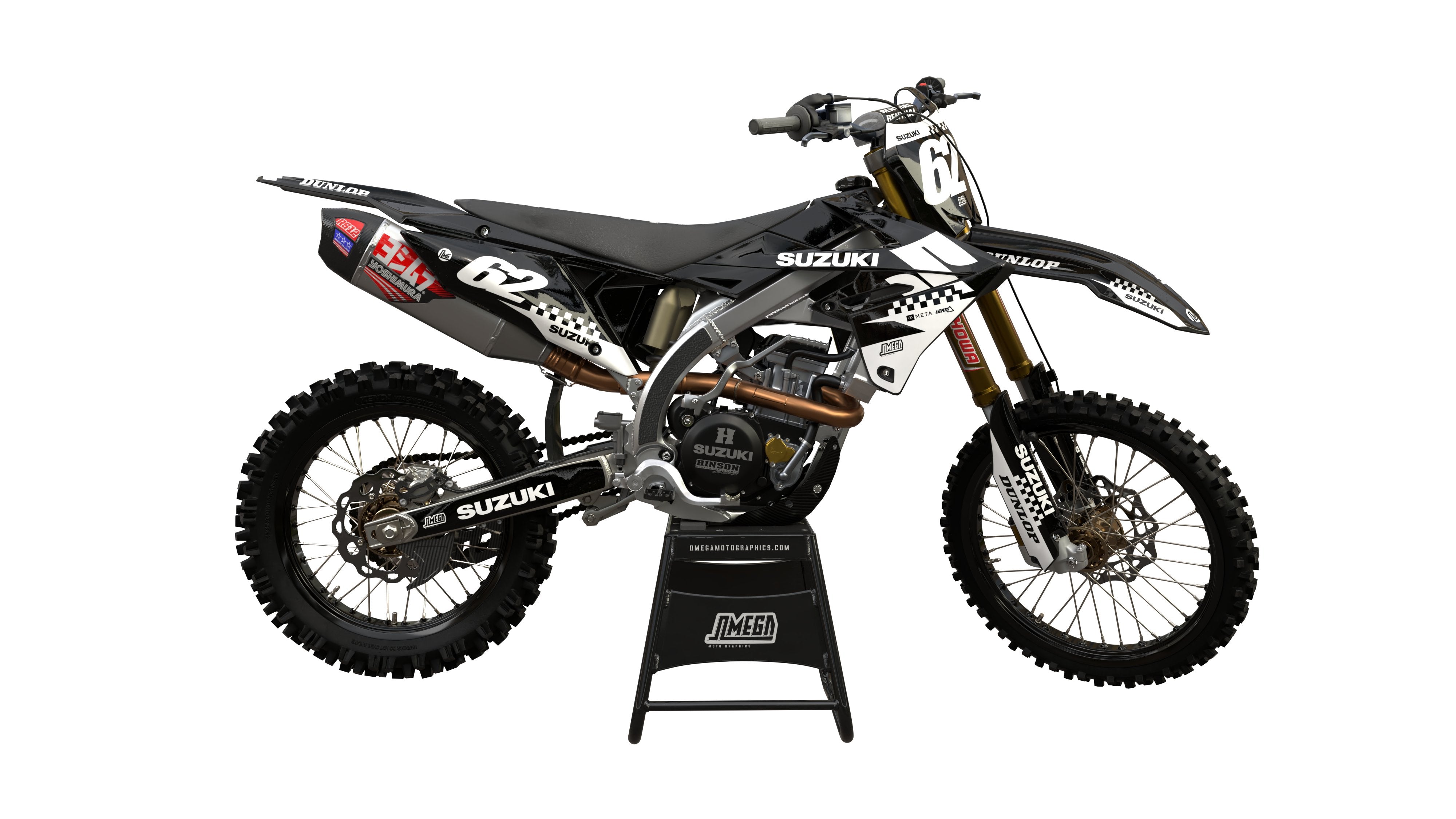 Suzuki RM RMZ Black Retro Graphics Kit | Omega Moto Graphics