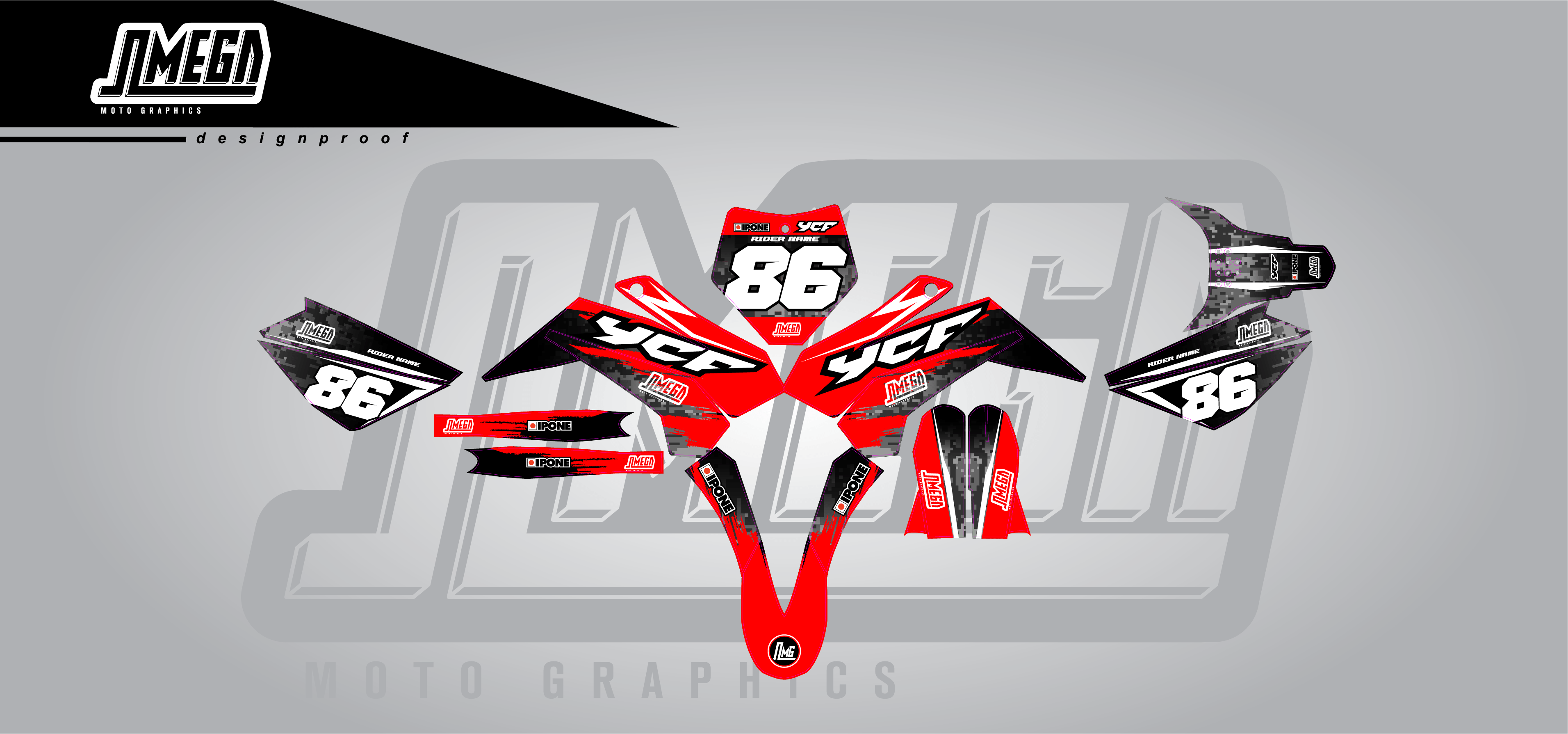 YCF Custom graphics kit | Omega Moto Graphics