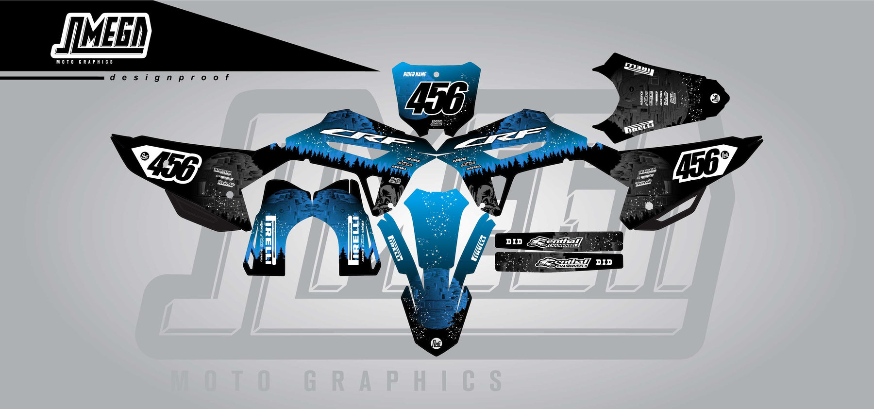 Blue Death Star Graphics Kit | Motocross Decals – Omega Moto Graphics