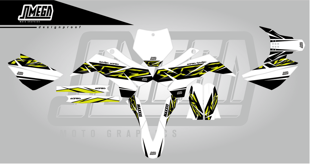 YCF Black and Yellow graphics kit | Omega Moto Graphics
