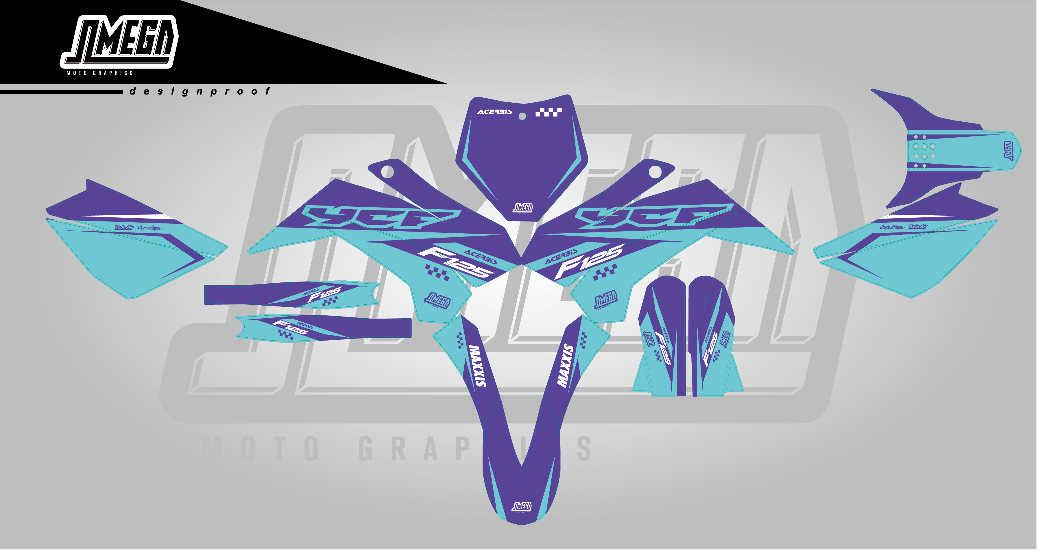YCF Deep Purple graphics kit | Omega Moto Graphics